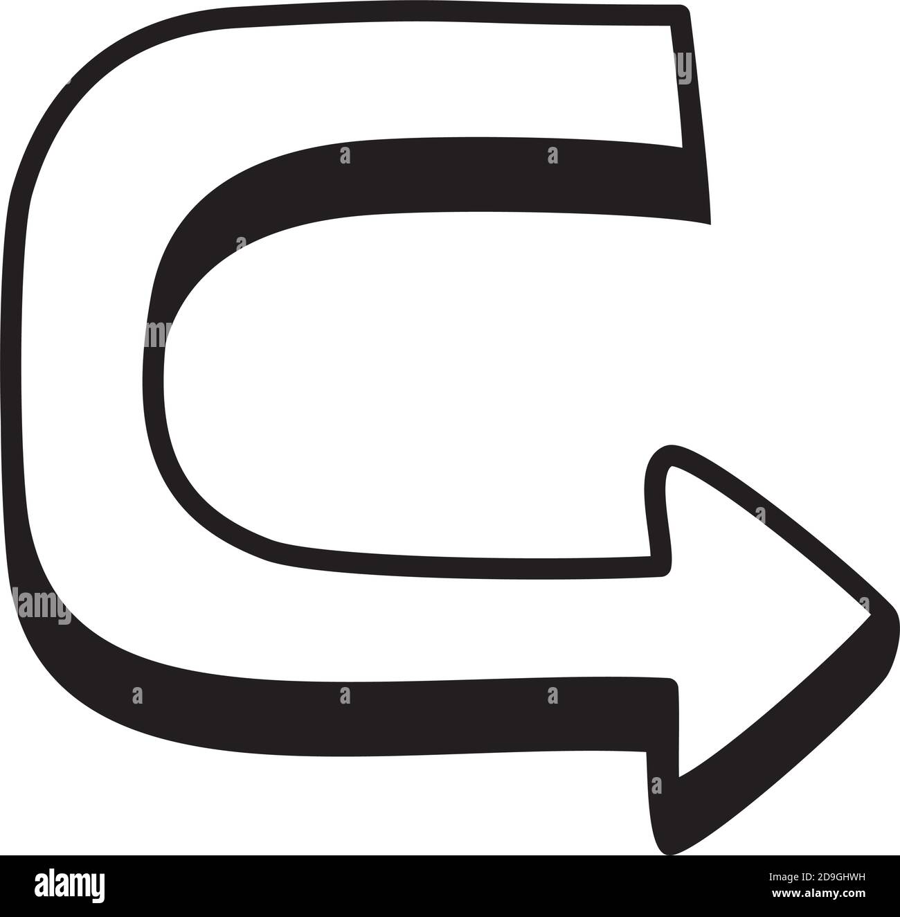 icône de flèche courbe sur fond blanc, style de ligne, illustration ...