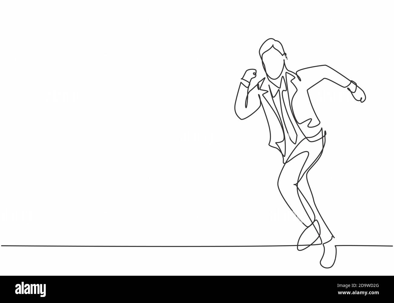 Dessin d'une seule ligne continue d'un jeune homme d'affaires heureux ...