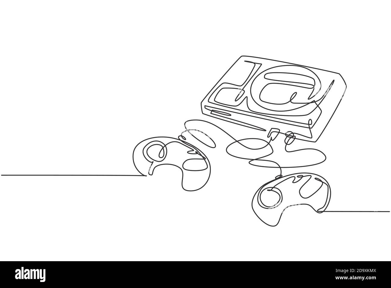 Un seul dessin continu de ligne de rétro vieux classique de jeu vidéo d ...