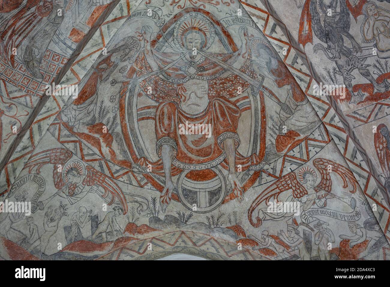 Christ assis sur son trône le jour du jugement avec son fet uopn l ...