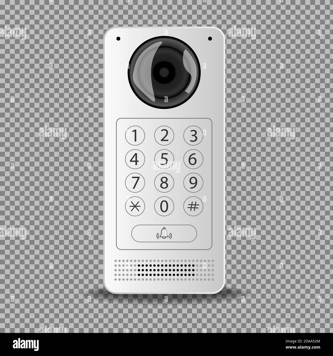 Interphone moderne avec caméra blanche sur fond transparent ...