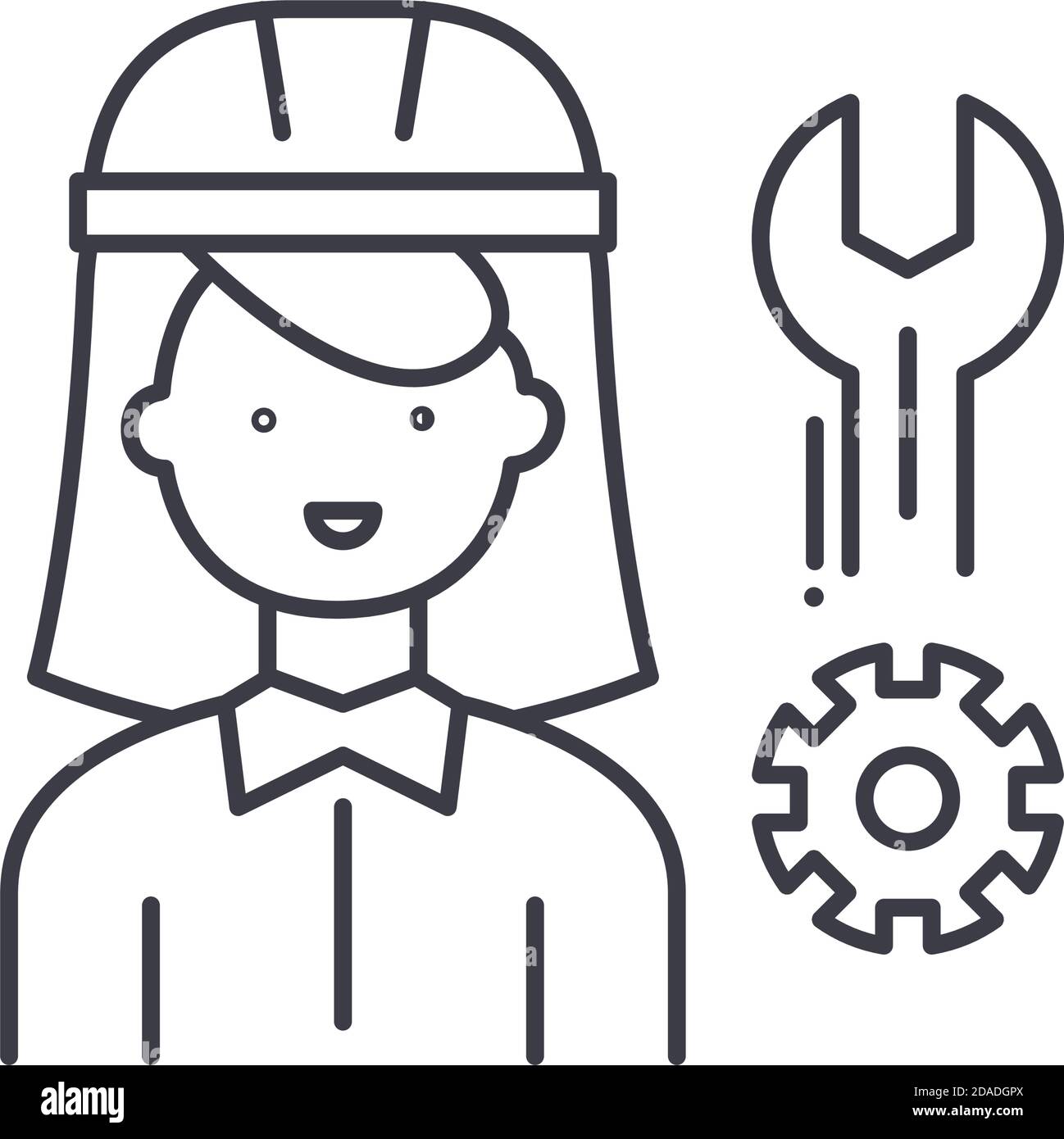 Icône de maintenance, illustration isolée linéaire, vecteur ligne mince ...