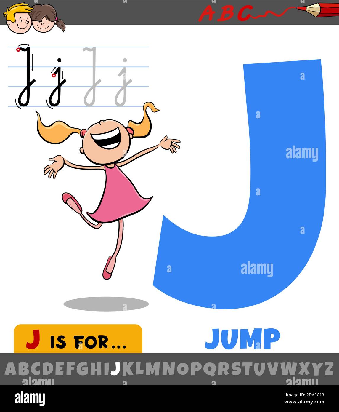Illustration de dessin animé pédagogique de la lettre J de l'alphabet ...