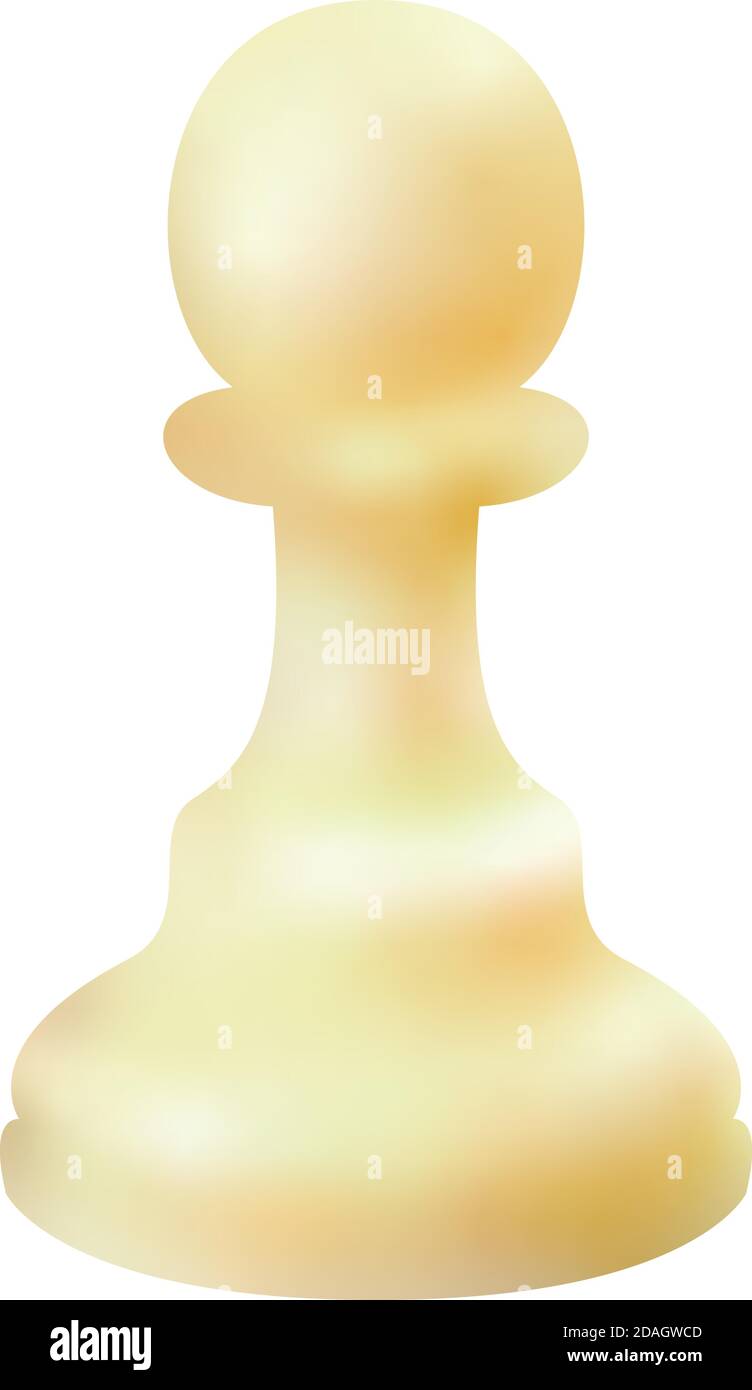 Pion d'échecs blanc en bois isolé sur fond blanc. Pièce d'échecs Pawn ...