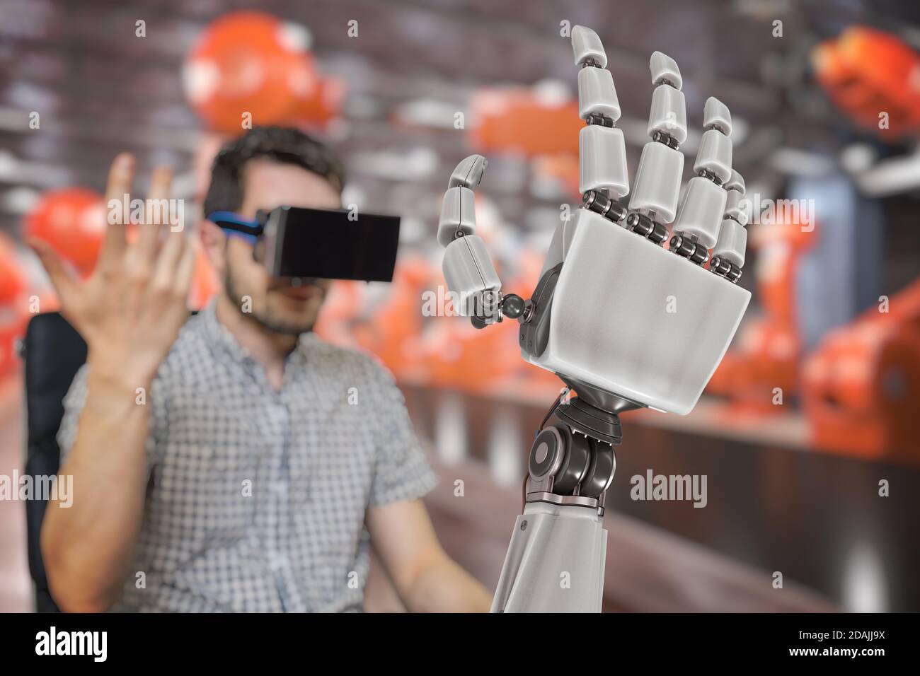 Controlling robotic hand Banque de photographies et d’images à haute ...