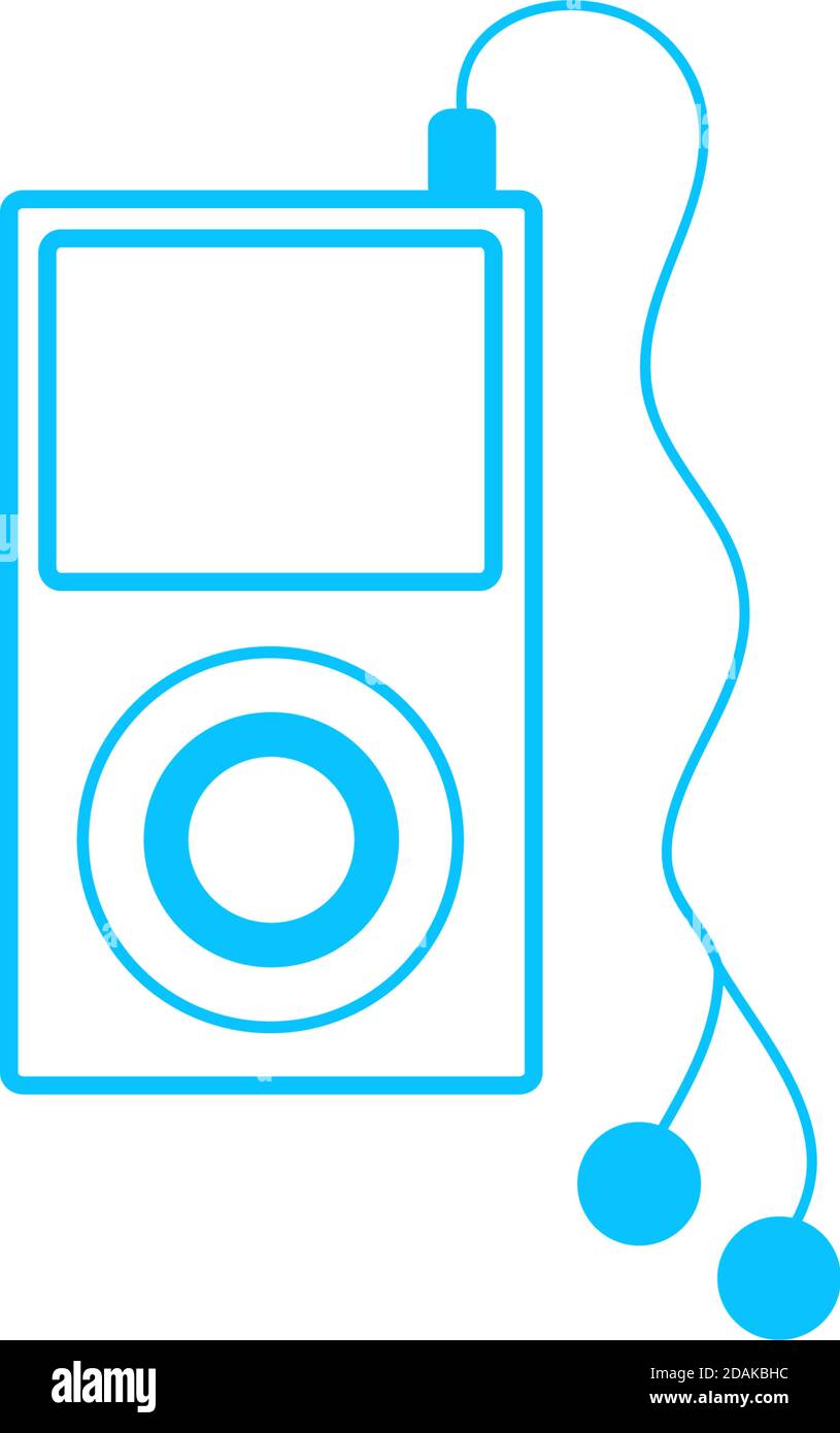 Icône de lecteur MP3 plate. Pictogramme bleu sur fond blanc. Symbole d ...