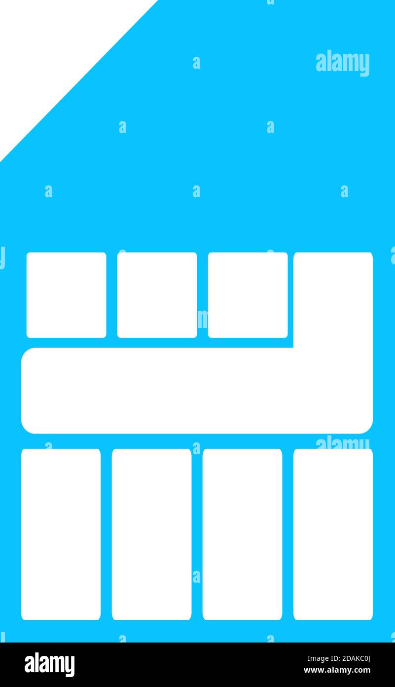 Icône de carte SIM plate. Pictogramme bleu sur fond blanc. Symbole d ...
