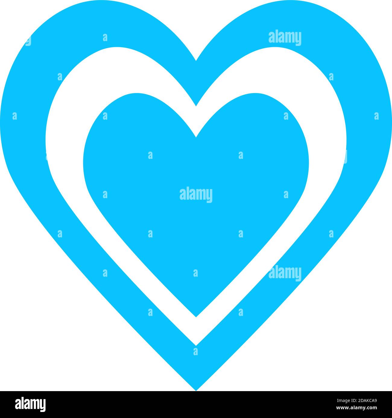Coeur dans coeur icône plate. Pictogramme bleu sur fond blanc. Symbole ...