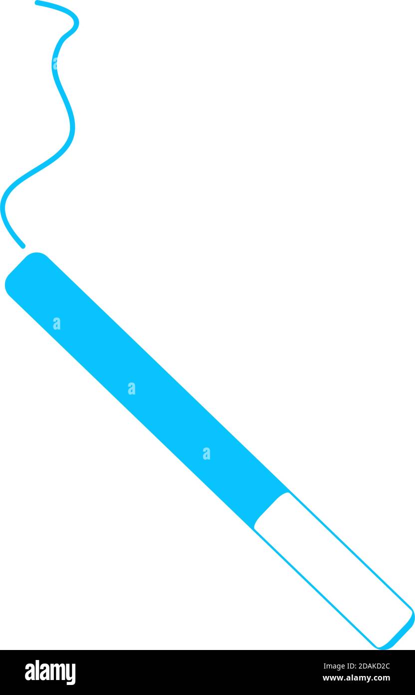 Icône de cigarette plate. Pictogramme bleu sur fond blanc. Symbole d ...