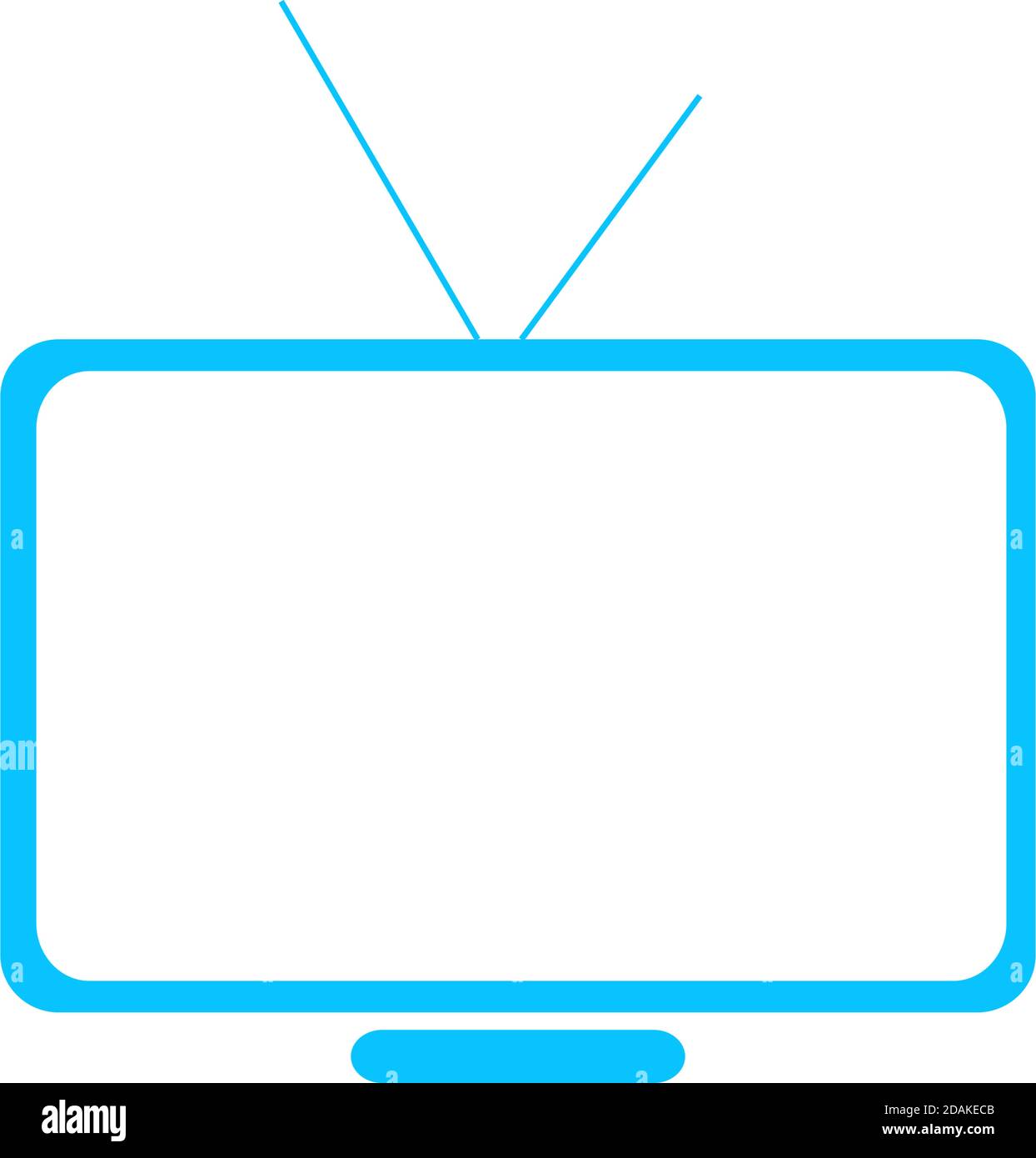 Icône TV plate. Pictogramme bleu sur fond blanc. Symbole d'illustration ...