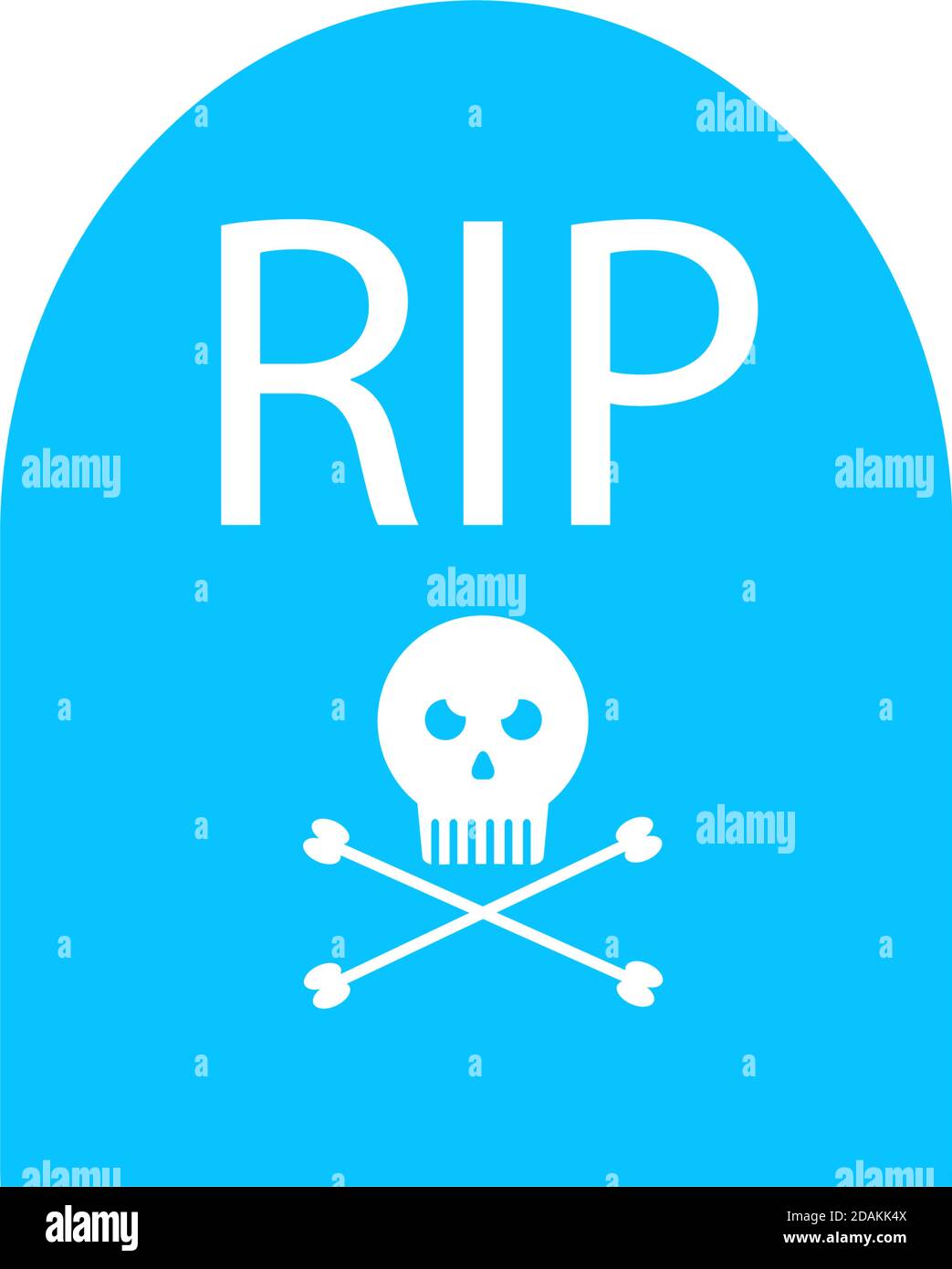 Grave RIP icône plate. Pictogramme bleu sur fond blanc. Symbole d ...