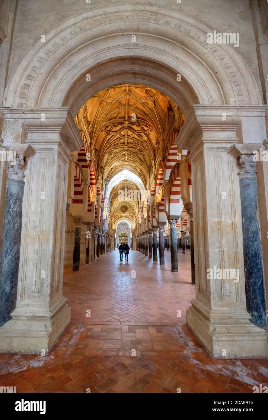 Hall à colonnes avec arcades en style mauresque, salle de prière de l ...