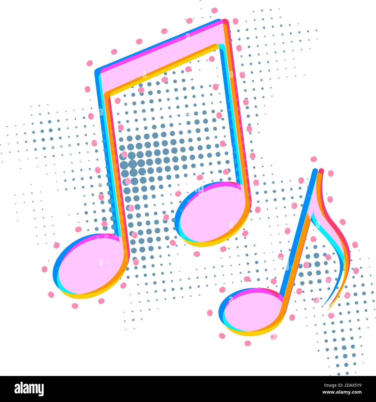 Icône de note de musique colorée et lumineuse, pictogramme de concept ...