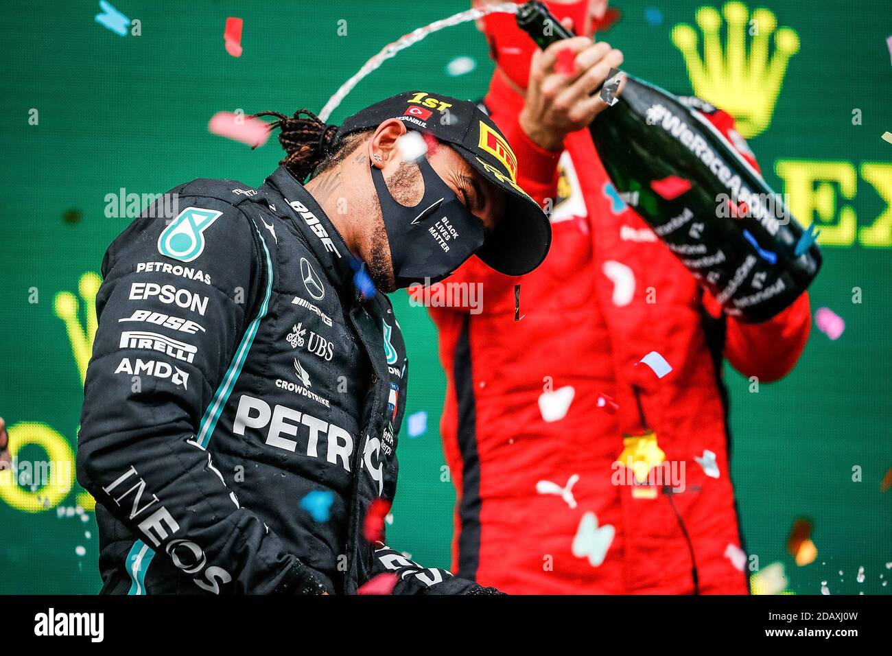Le vainqueur du podium sebastian vettel Banque de photographies et d ...
