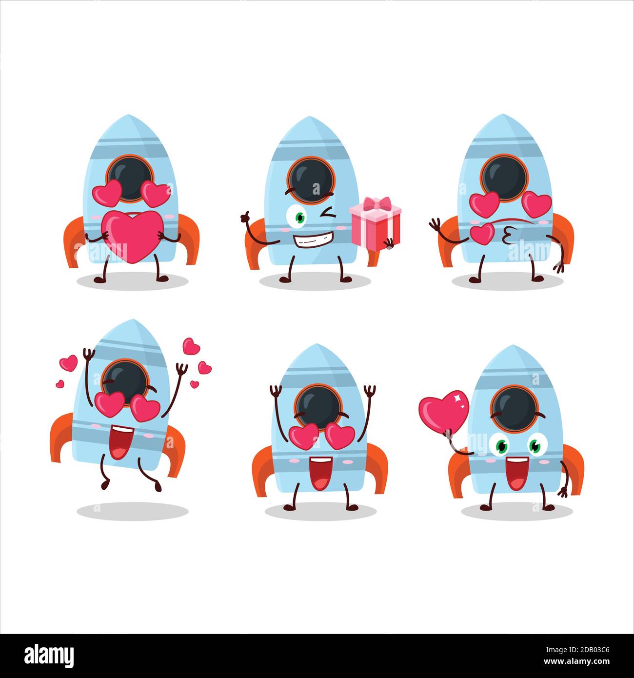 Personnage de dessin animé de jouet de fusée avec amour adorable ...