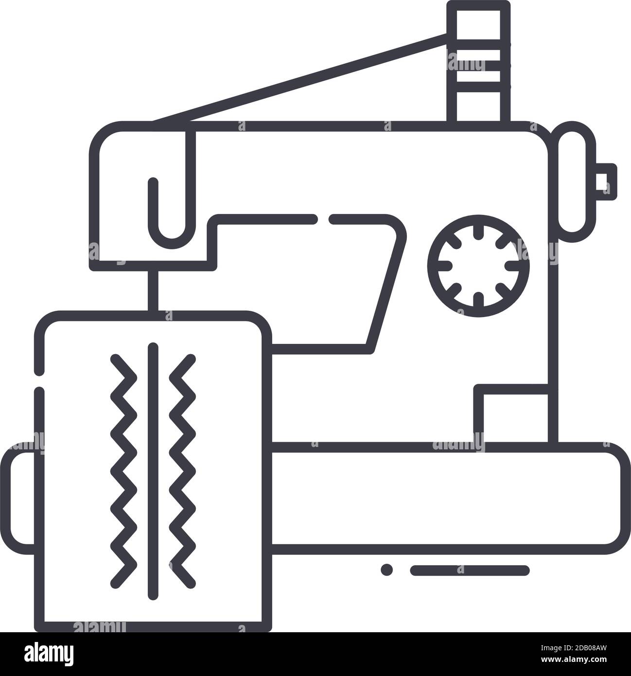 Icône de symbole de machine à coudre, illustration isolée linéaire ...