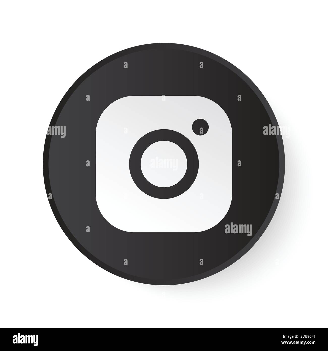 Bouton rond Instagram noir avec logo blanc. Icône des réseaux sociaux ...