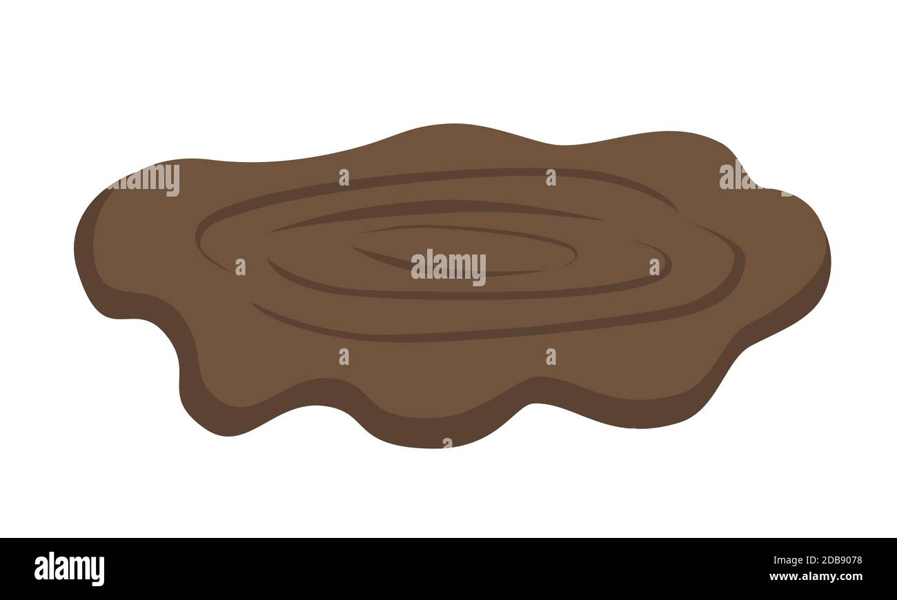 Flaque de boue isolée sur fond blanc. Illustration vectorielle de style ...