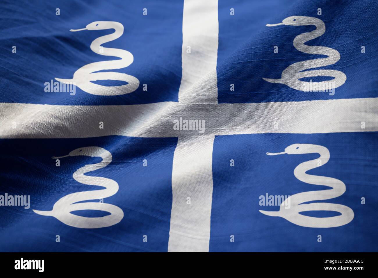 Gros plan du drapeau de la Martinique à volant, Martinique drapeau ...