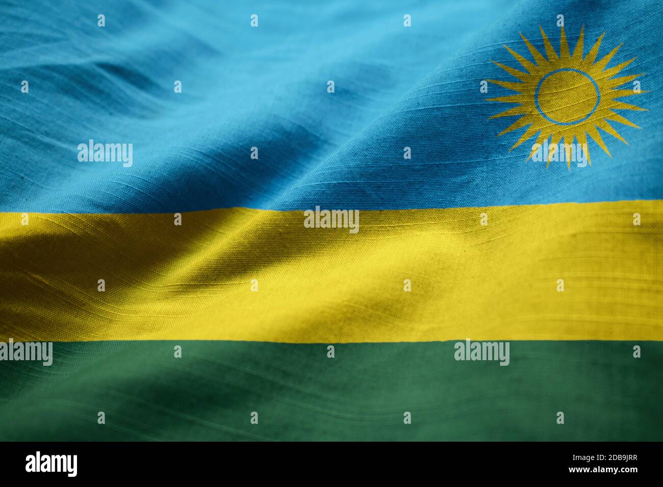 Gros plan sur le drapeau du Rwanda à volant, drapeau du Rwanda soufflant dans le vent Photo ...