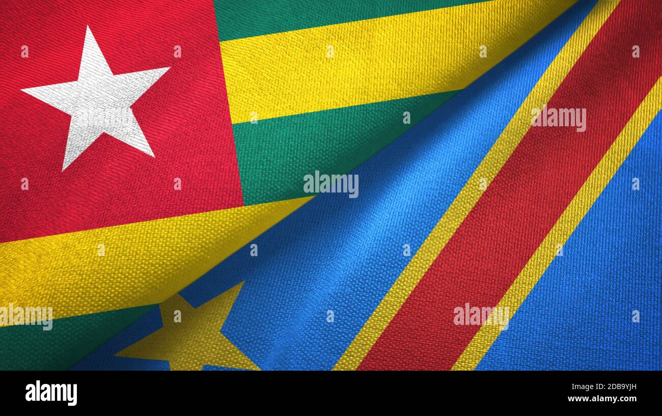 Togo et République démocratique du Congo deux drapeaux tissu textile ...