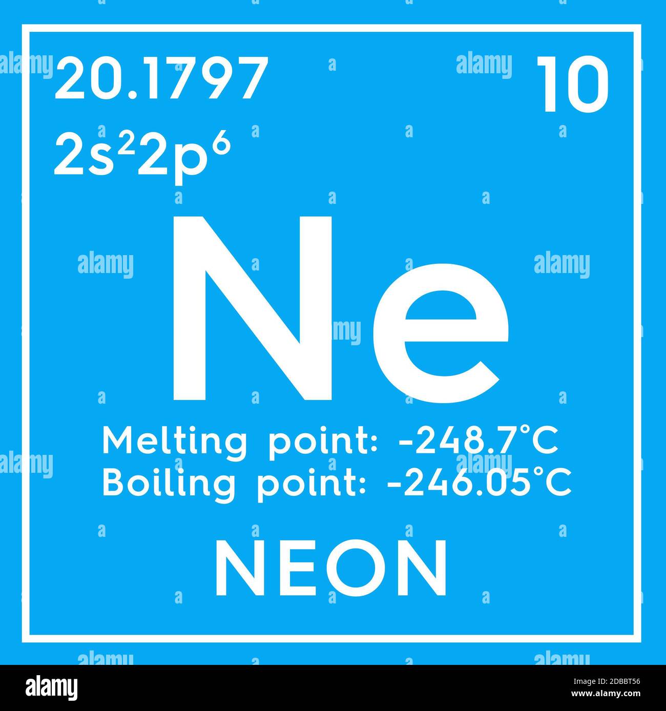 Néon. Gaz nobles. Élément chimique du tableau périodique de Mendeleev ...
