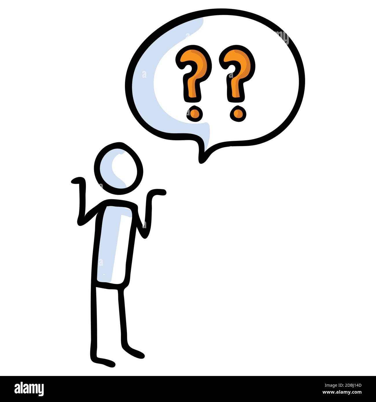 Stickman dessiné à la main confondu avec le point d'interrogation de la ...