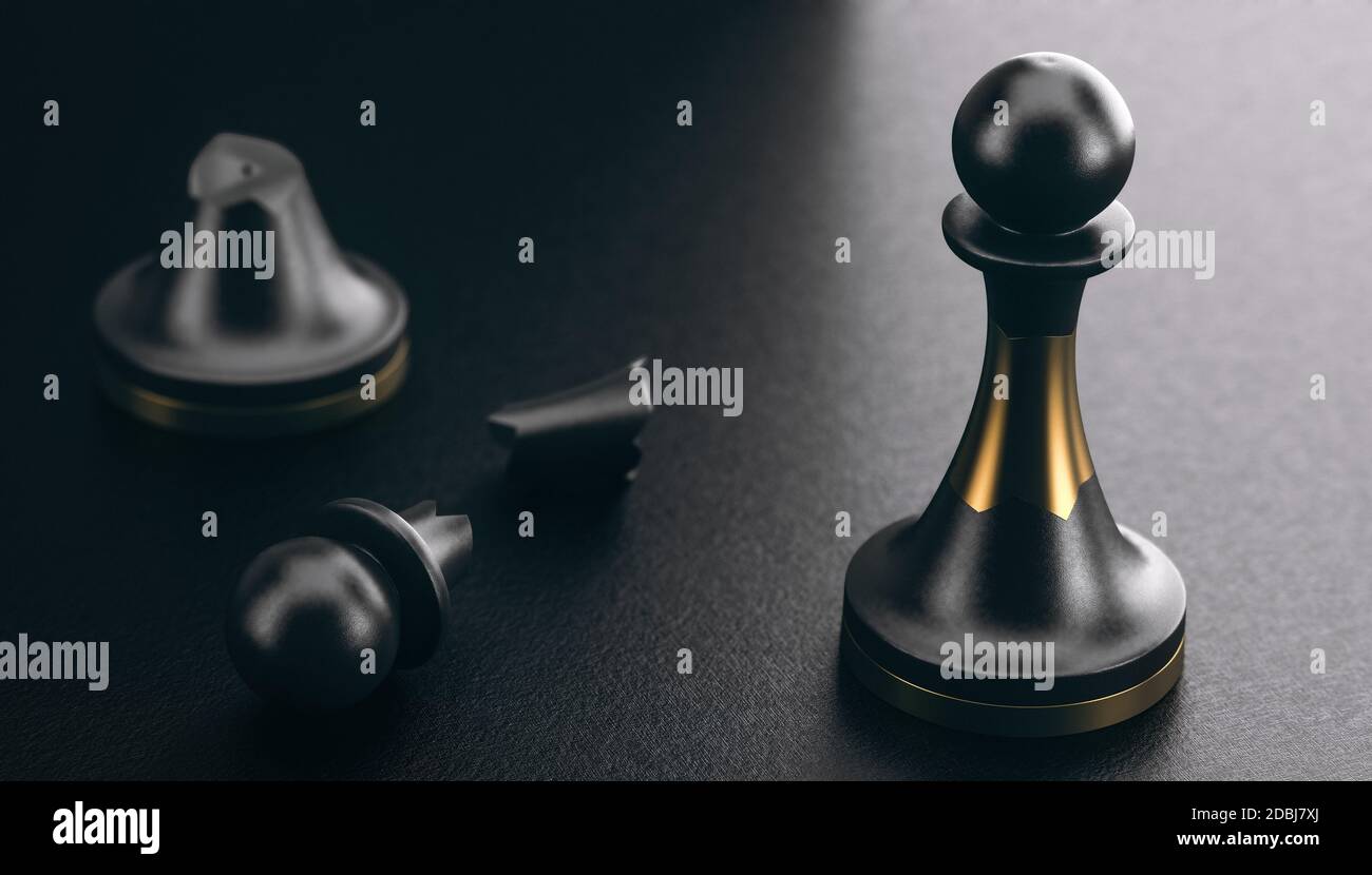 Illustration 3D d'un pion brisé et d'un autre réparé à l'aide d'une ...