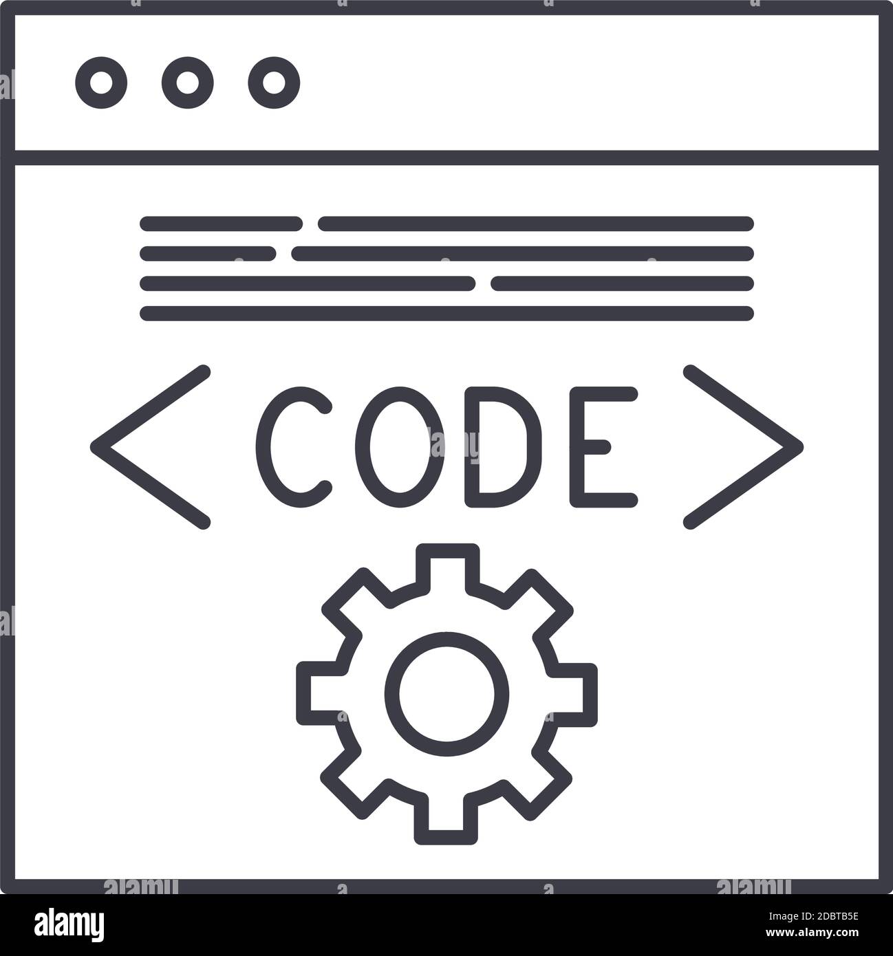Icône de code d'écriture, illustration isolée linéaire, vecteur de ...