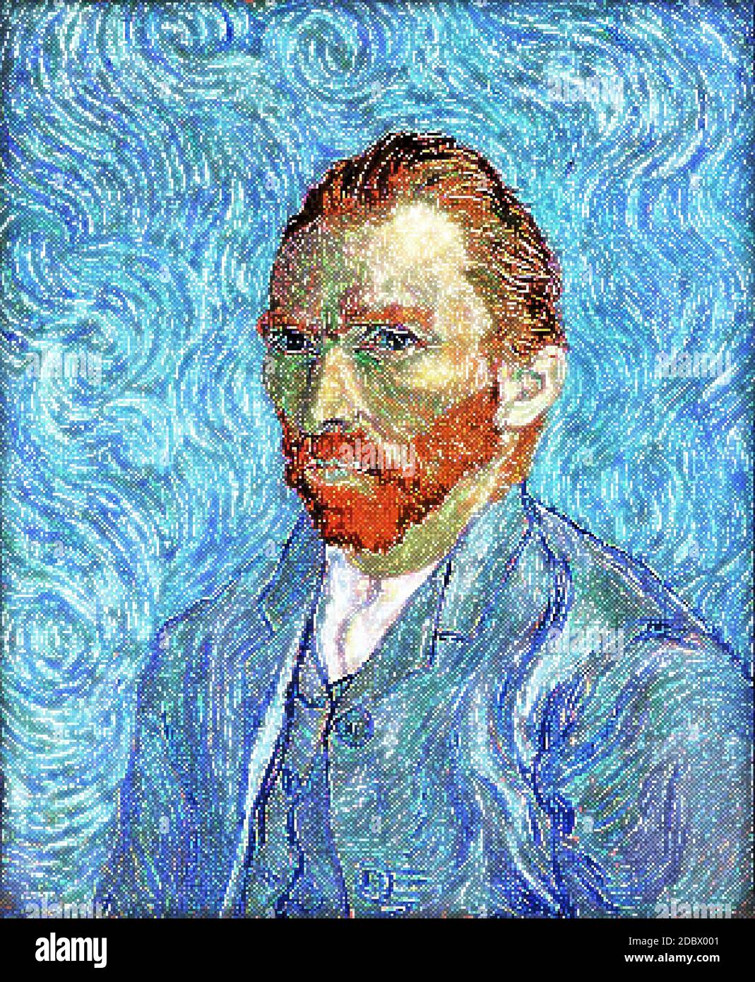 Van Gogh - autoportrait. Redessiner avec le style pixel art Photo Stock ...
