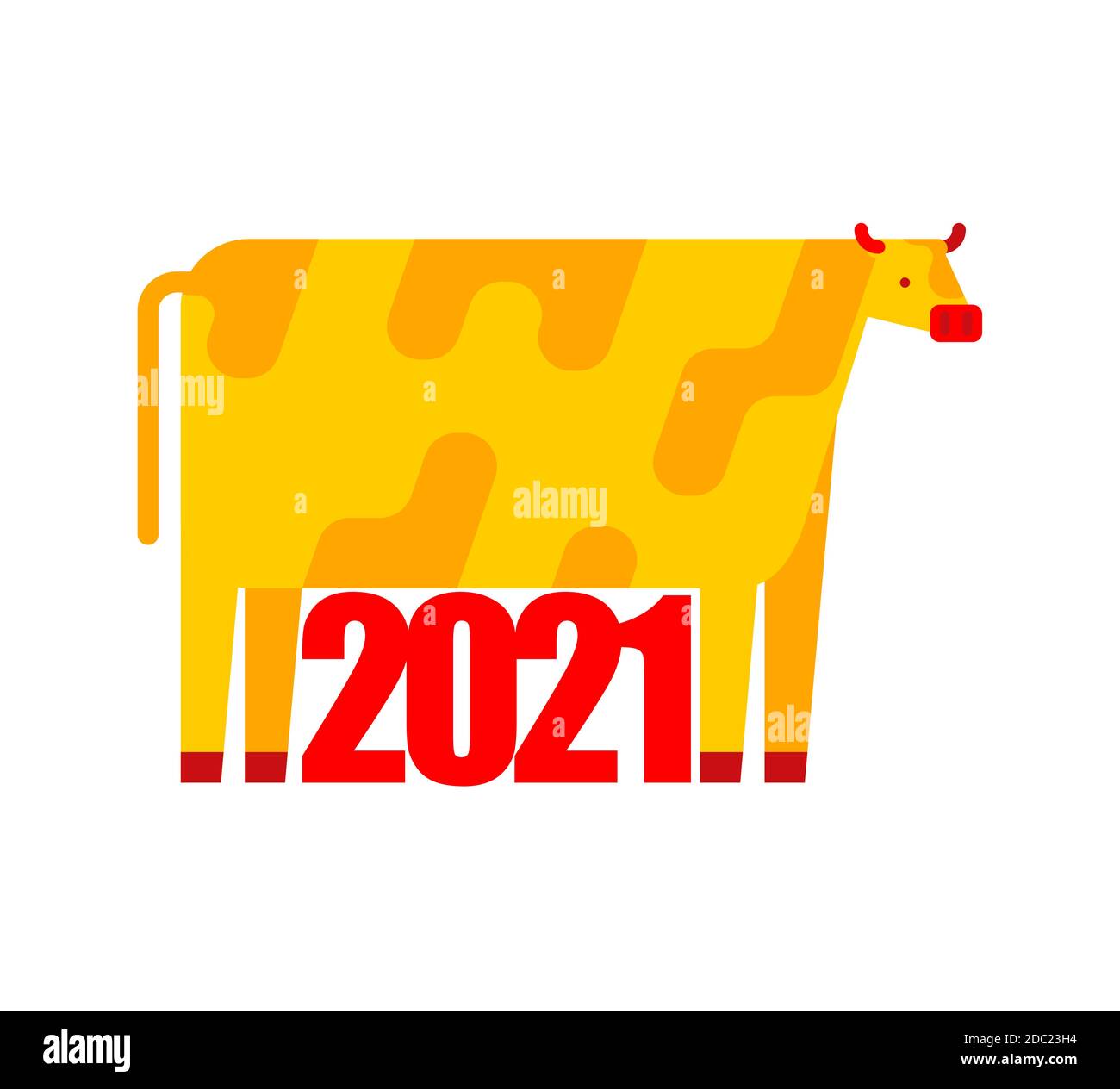 2021 année de vache. Symbole Bull de l'année lettrage de la vache et ...