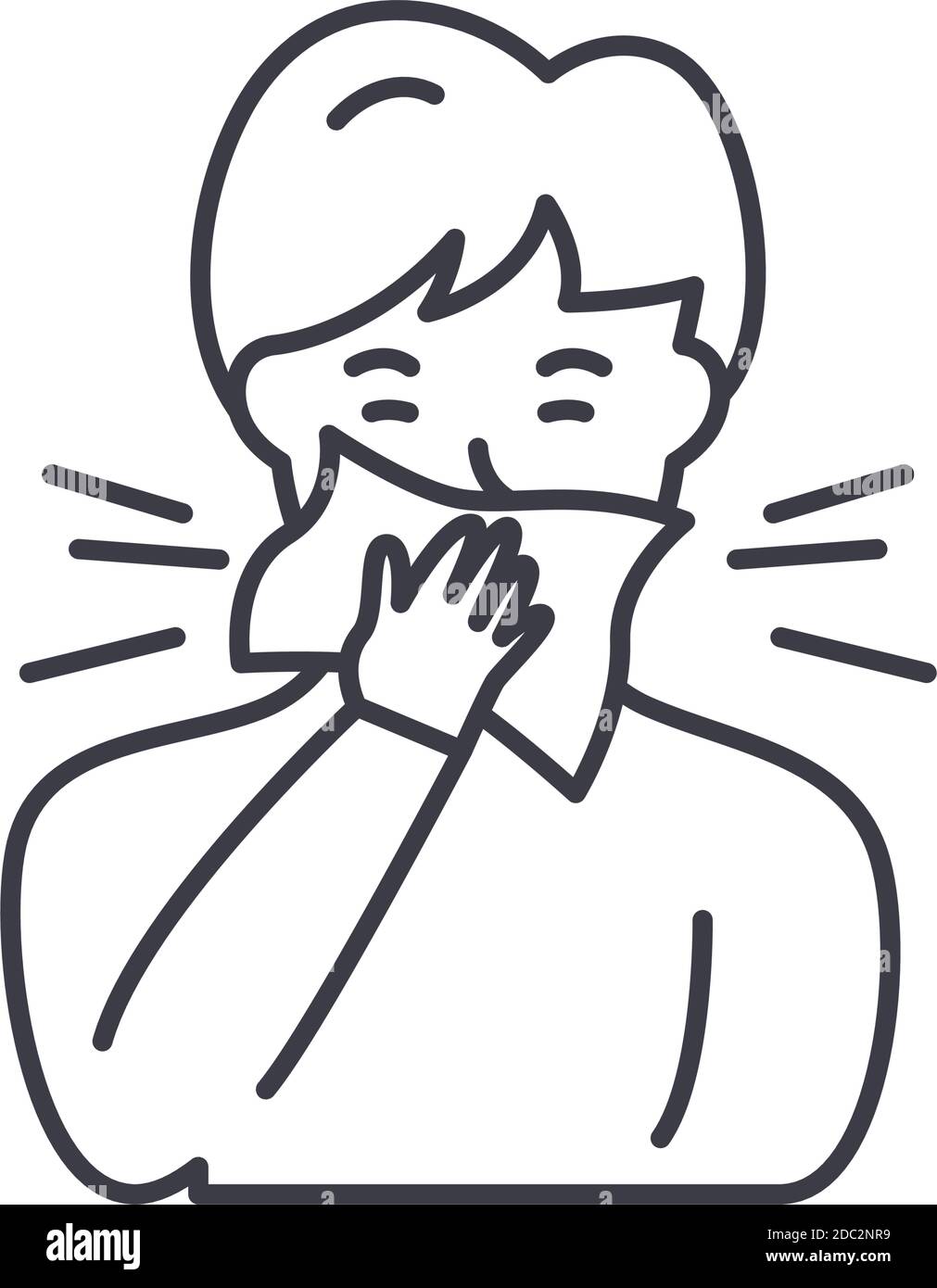 Icône de toux, illustration isolée linéaire, vecteur de ligne mince ...