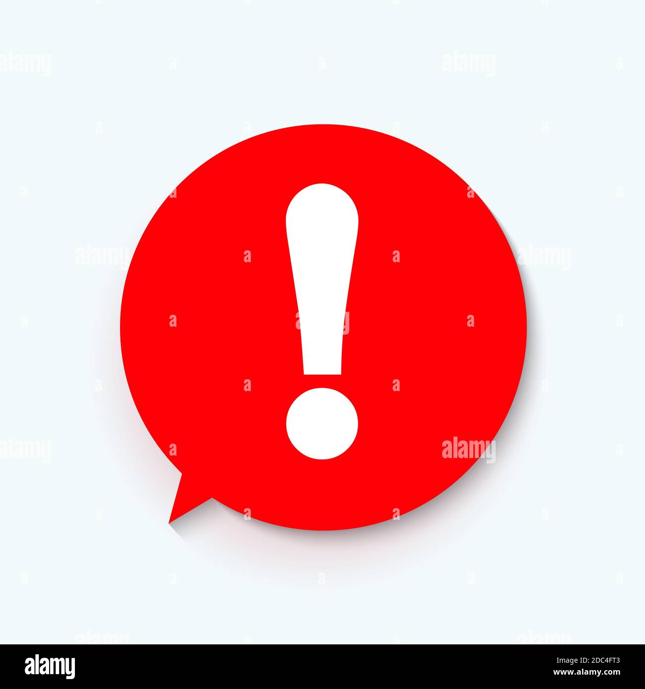 Signe d'attention rouge dans la bulle de la parole. Icône point d ...