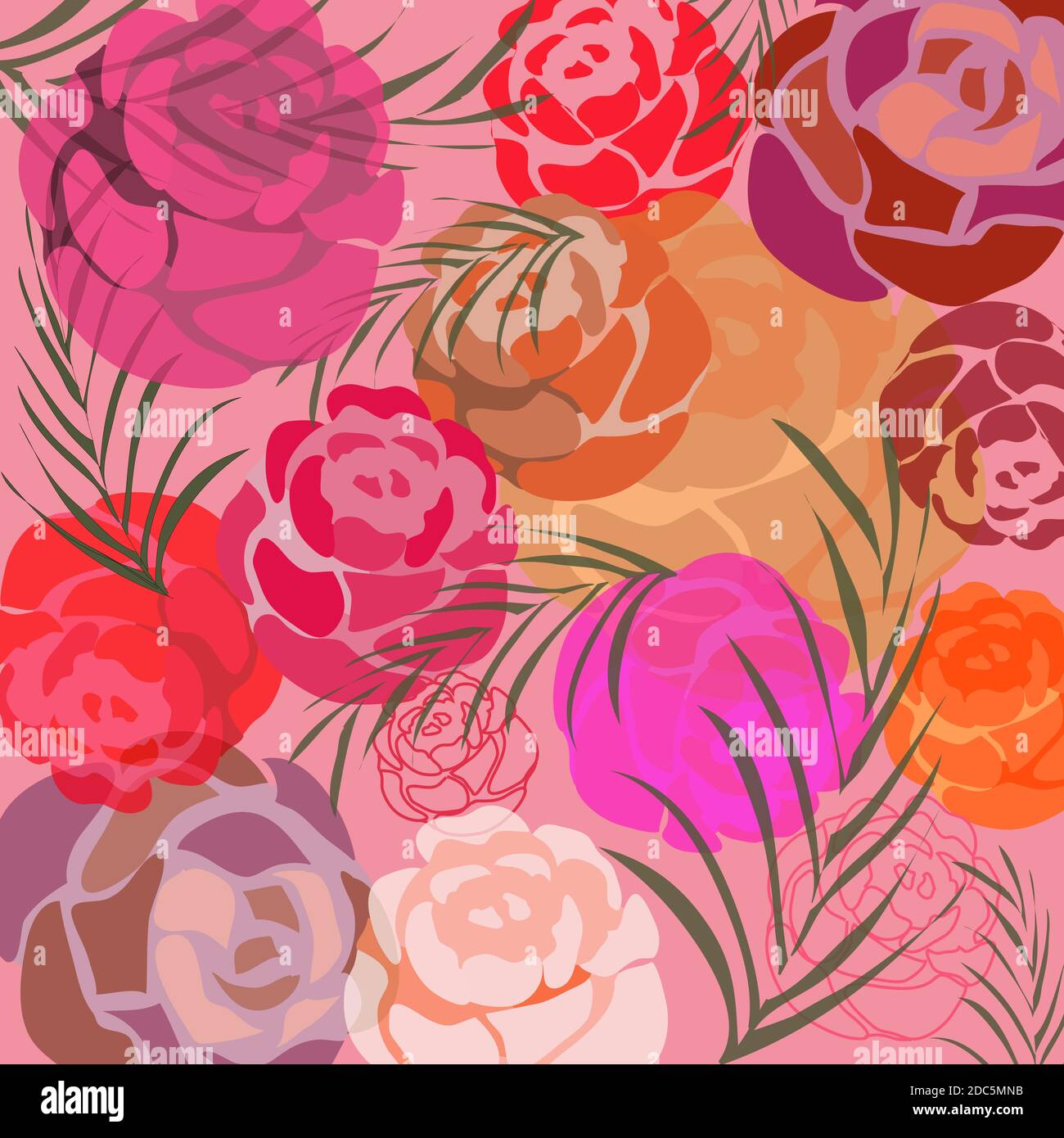 Fond de fleurs roses Banque d'images vectorielles - Alamy