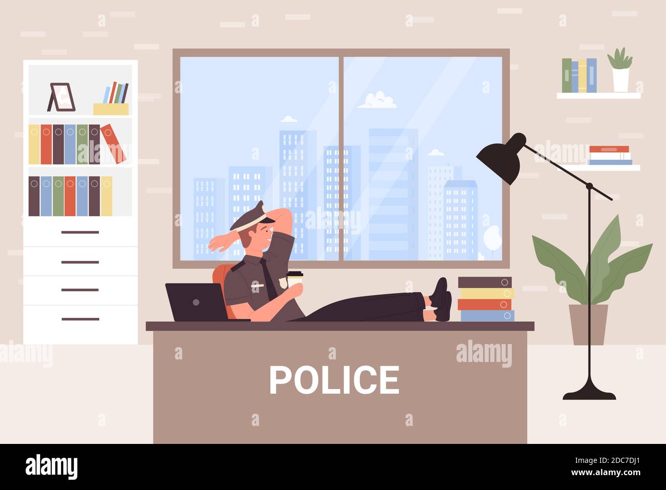 Police office desk Banque d'images vectorielles - Alamy