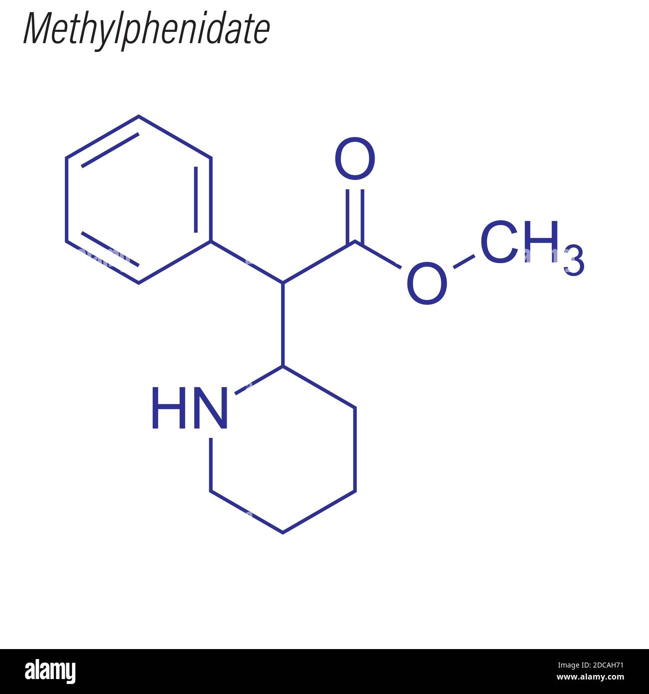 Formule squelettique de méthylphénidate. Molécule chimique de ...