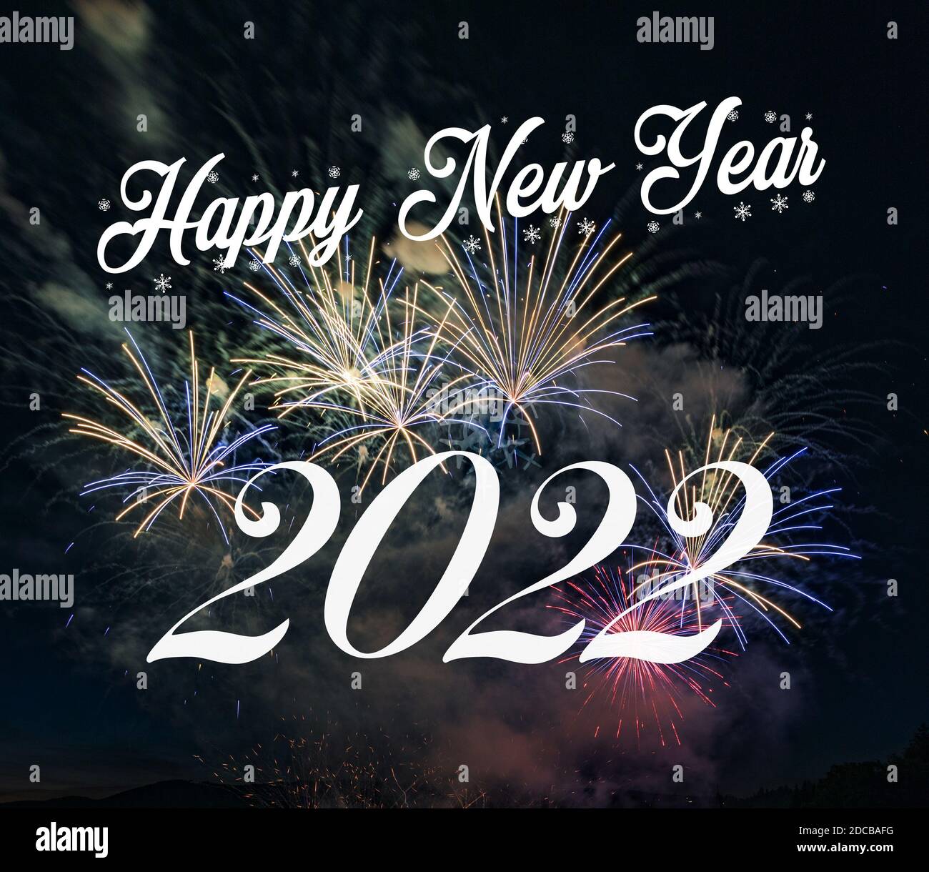 Bonne année 2022 avec Fireworks arrière-plan. Nouvel An 2022 Célébration Photo Stock - Alamy
