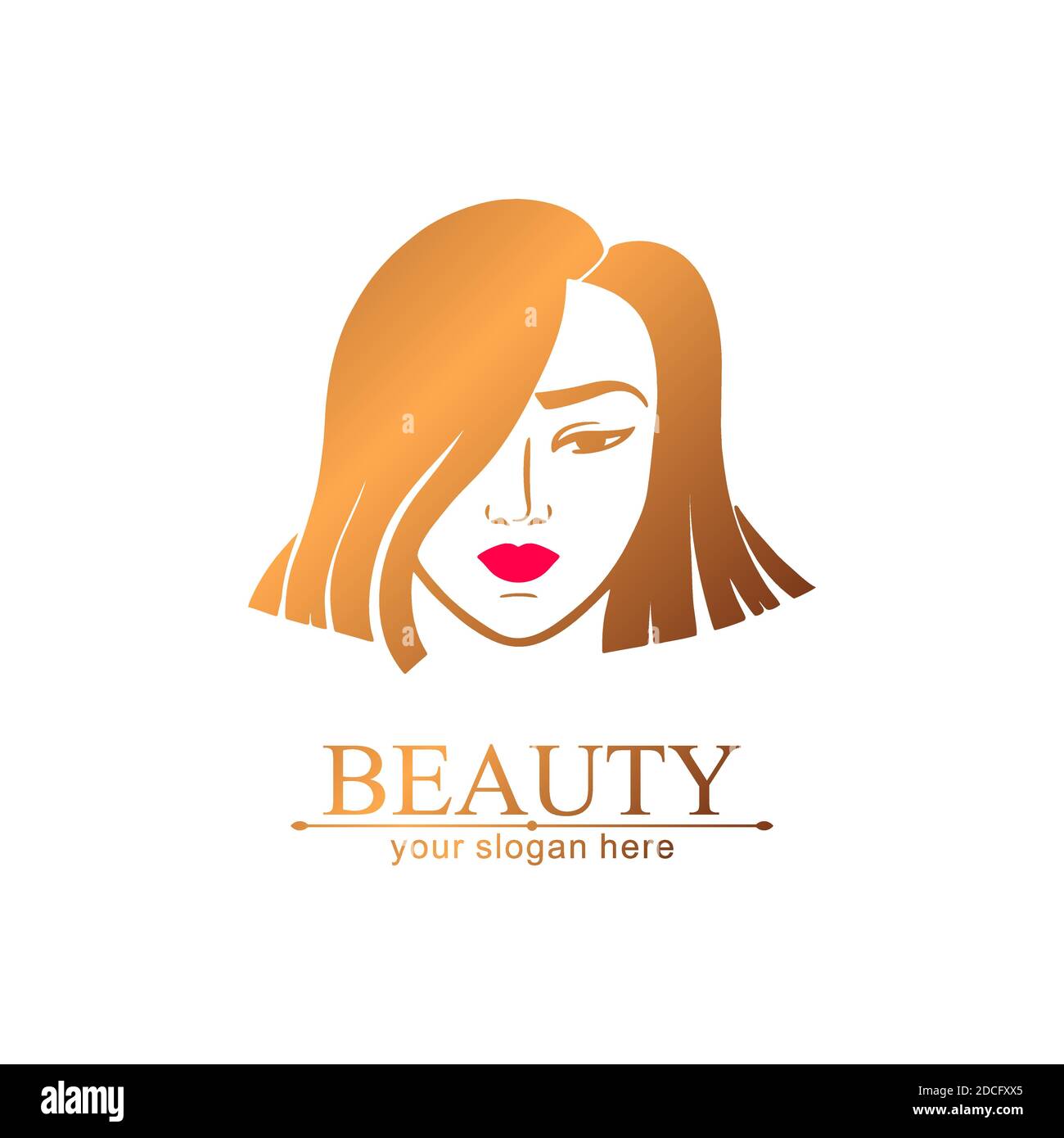 Logo Woman Face Fille Asiatique Emblème Dun Salon De Beauté Ou De