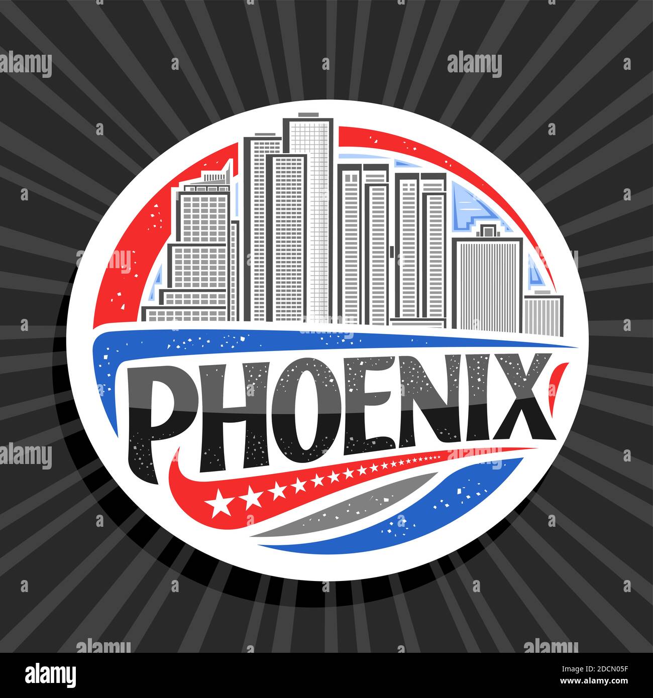 Logo Vector pour Phoenix, badge décoratif blanc avec illustration de ...