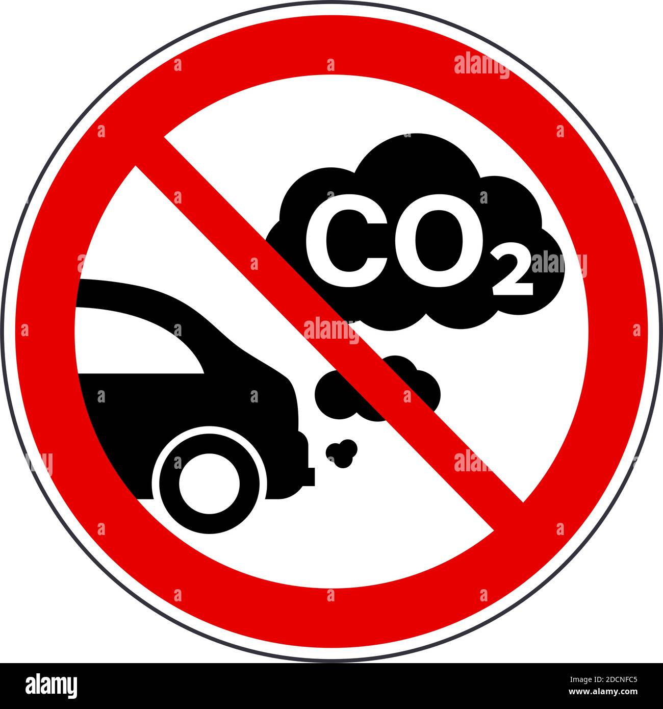 Interdiction d'échappement du trafic de CO2 ou panneau interdit nuages ...