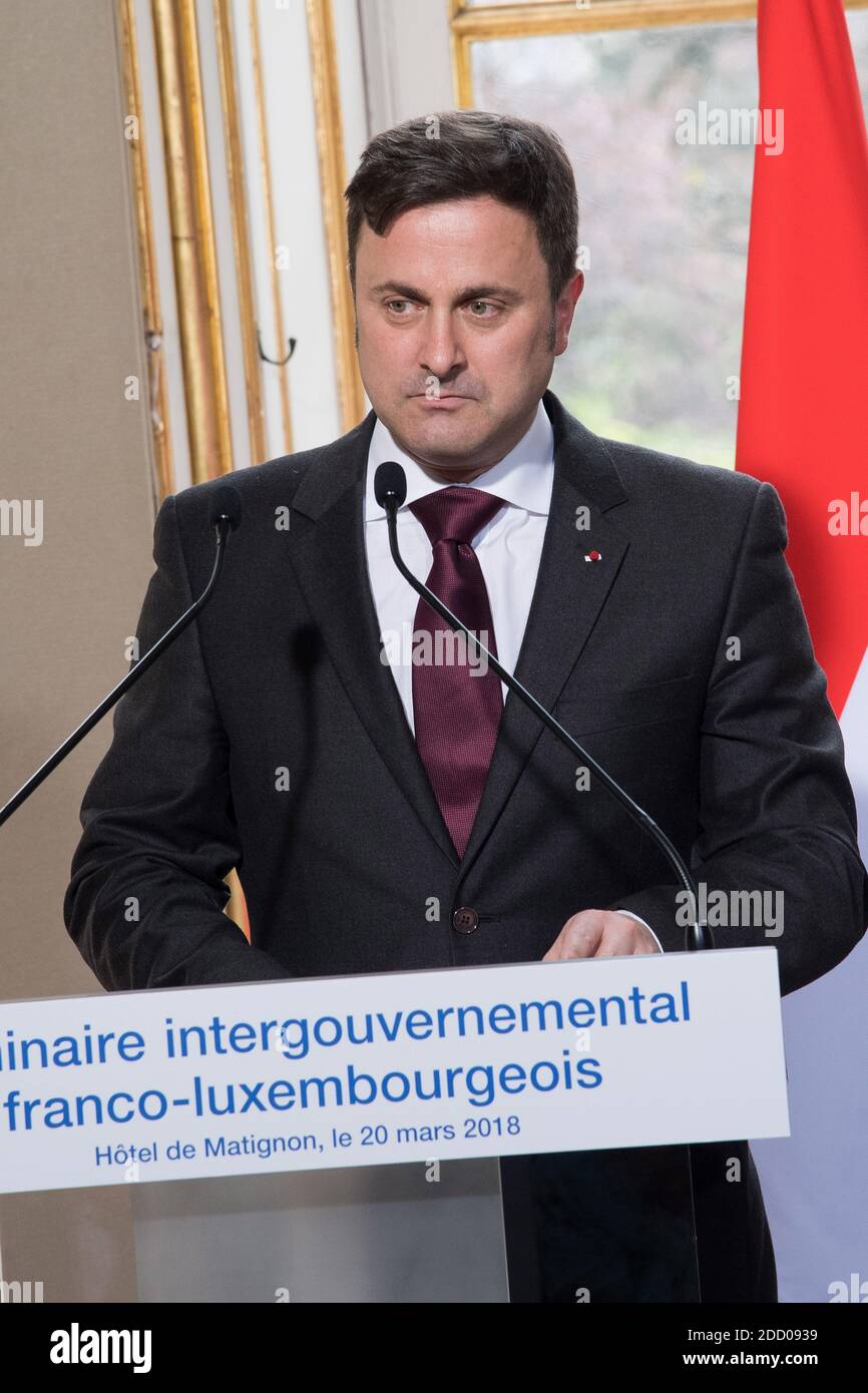 Luxembourg Premier ministre Xavier Bettel lors de la presse conjointe ...