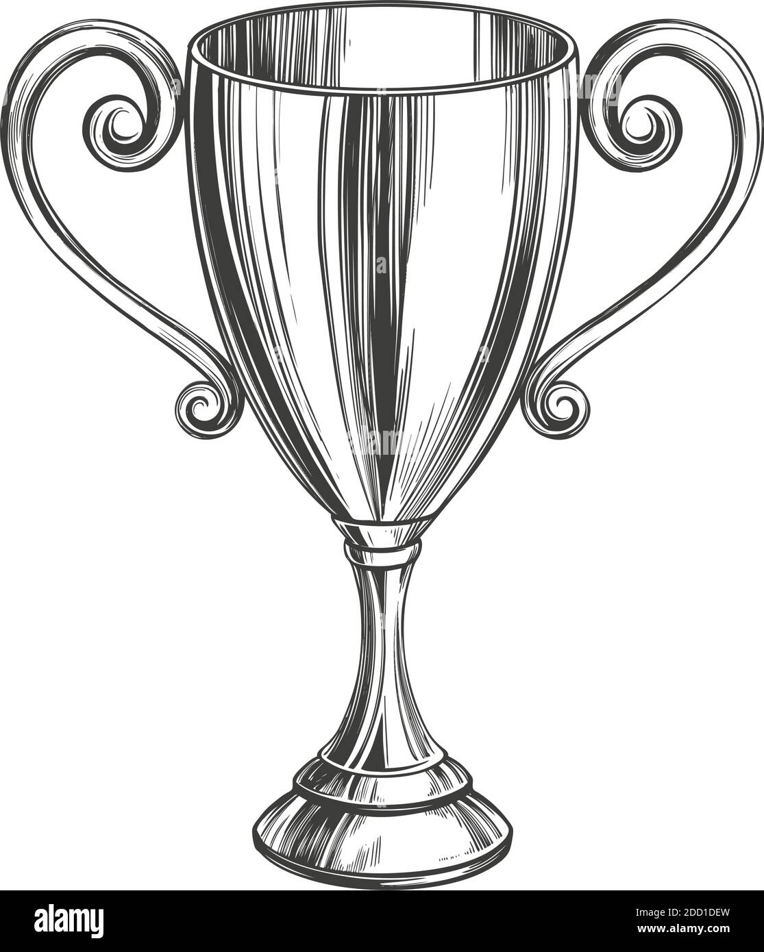 Trophée coupe de récompense dessin vectoriel à la main croquis réaliste ...