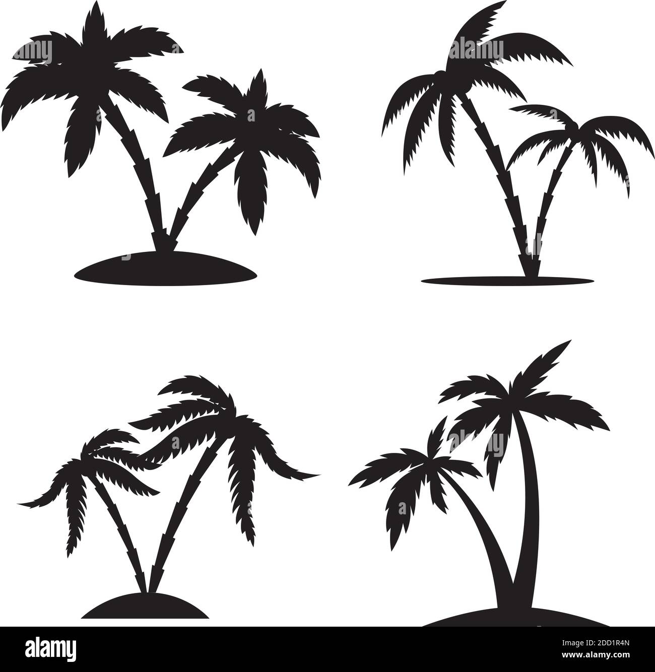 ensemble des silhouettes de palmiers illustration isolée sur fond blanc ...