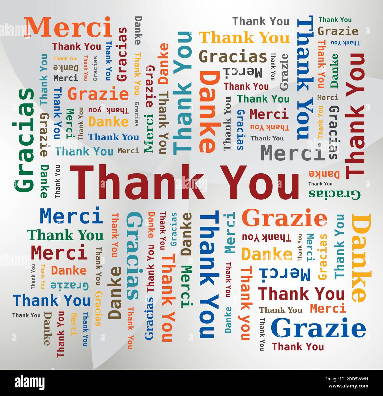 Word Cloud - Merci en cinq langues - multicolore Lettres et ...
