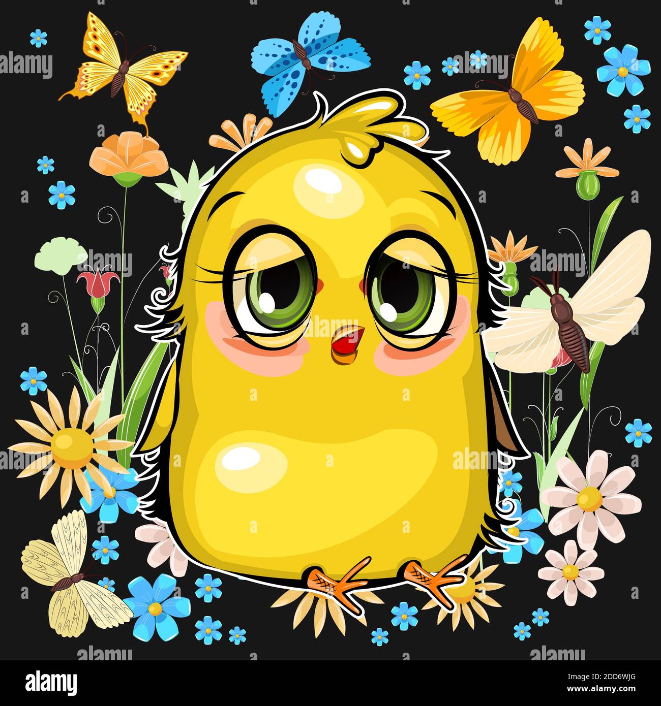 Poussin endormi. Poussin drôle. Veut dormir. Joli et drôle oiseau de ...