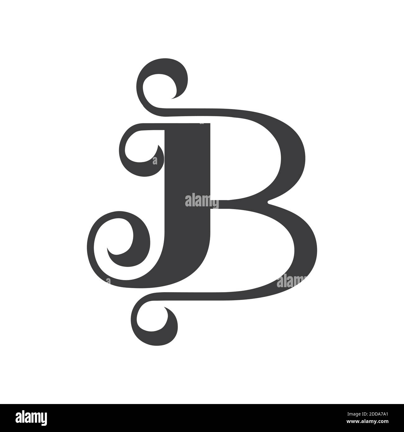 Modèle de dessin vectoriel de la lettre initiale du logo bj ou du logo ...