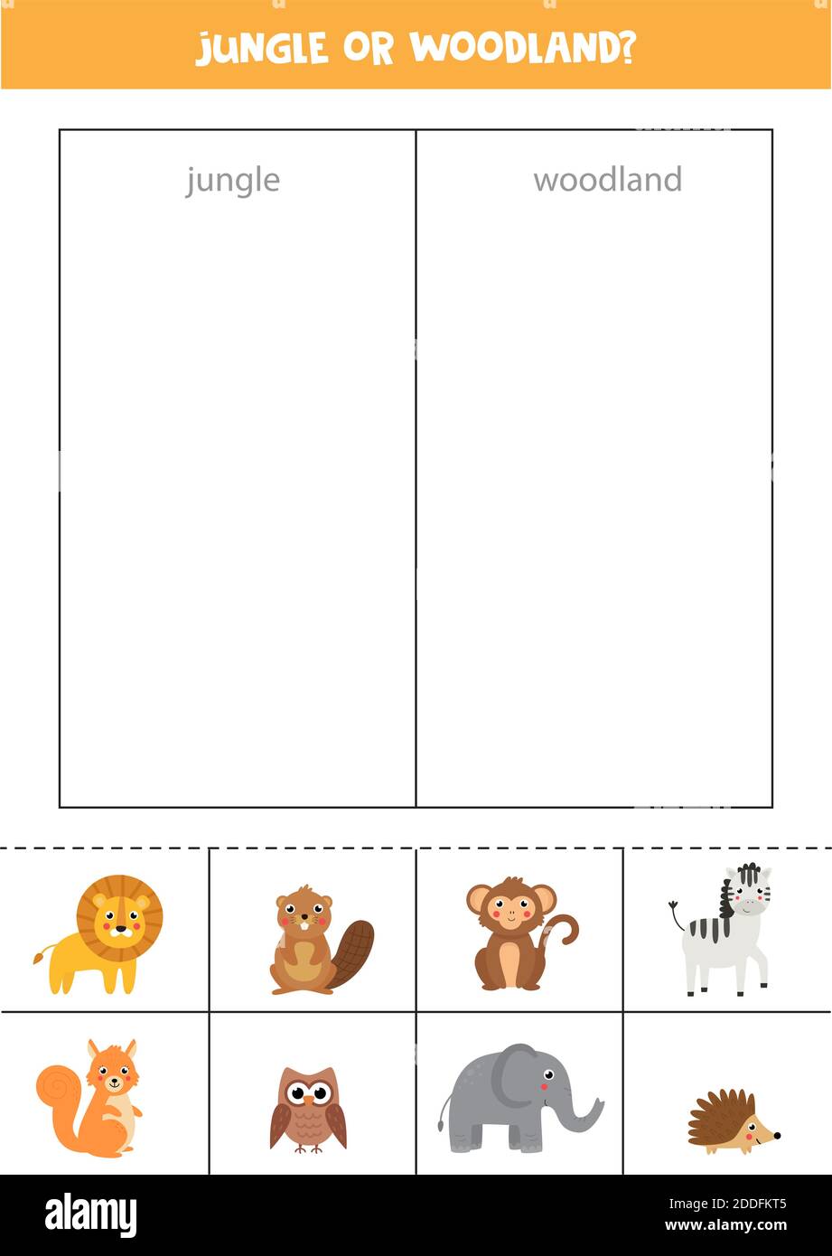 Animaux de la jungle ou des bois. Jeu de tri pour les enfants d'âge ...