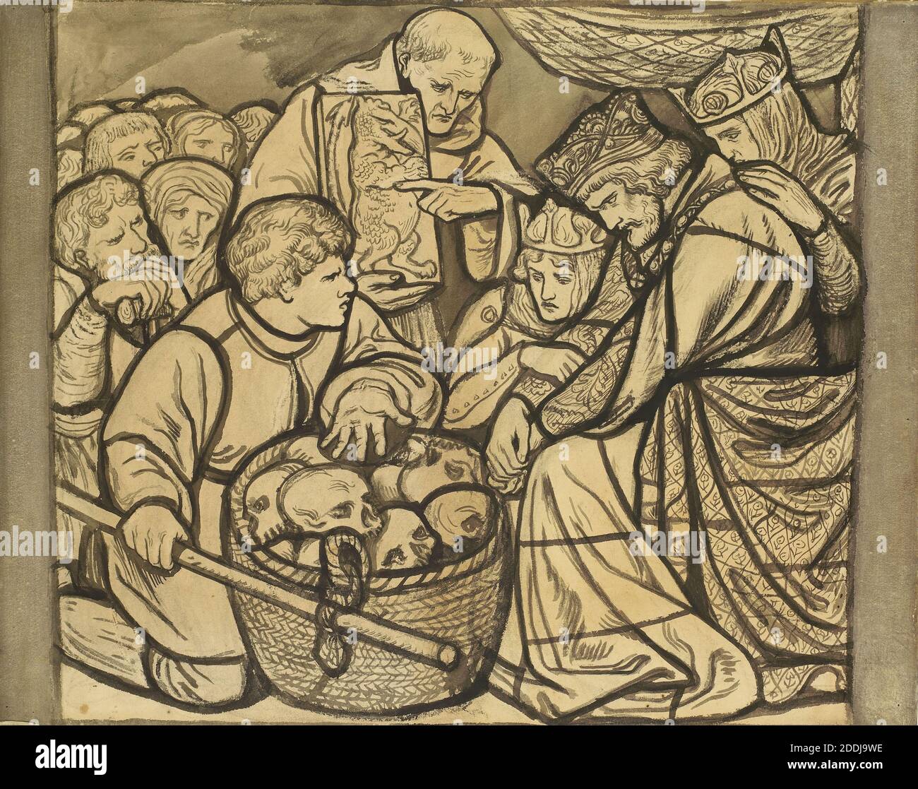 St George et le Dragon, les crânes apportés au roi Dante Gabriel ...