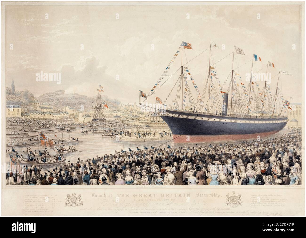 Le lancement du SS Grande-Bretagne, navire à vapeur de fer à Bristol le ...