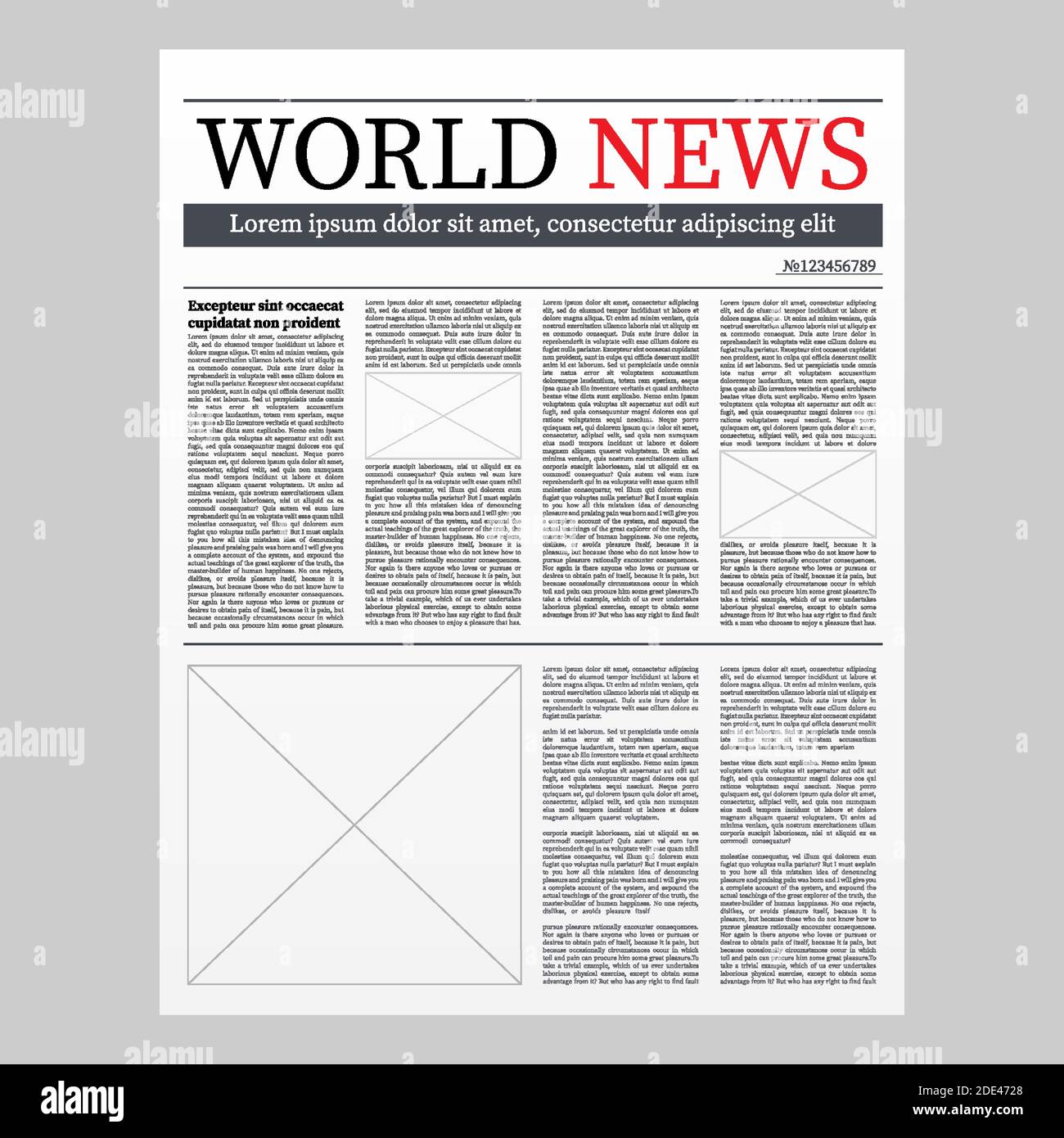 Maquette vectorielle d'un journal quotidien vierge. Journal entier ...